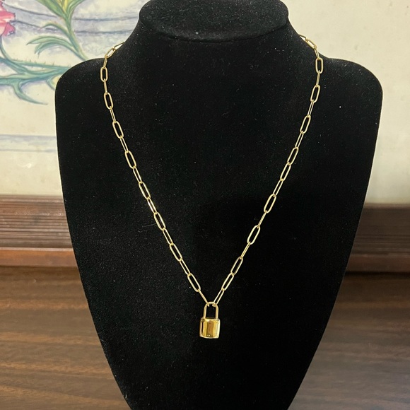 Jewelry | 18k Gold Plated Stainless Steel Paper Clip Lock Necklace ...
